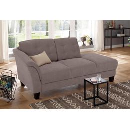 Recamiere Home Affaire "Trondheim", grau (taupe), B:197cm H:89cm T:90cm, Luxus-Microfaser (90% Polyester, 10% Polyamid);Struktur fein (100% Polyester);Flachgewebe (100% Polyester), Sofas, Recamiere, freistehend, mit Federkern, Knopfheftung im R&uuml;cken, F&uuml;&szlig;e Buche