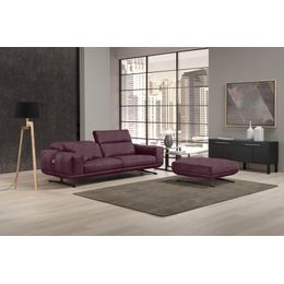 2,5-Sitzer Egoitaliano "Gloria, super bequem und hochwertige Verarbeitung, edles Design", lila (plum), B:236cm H:96cm T:109cm, Sofas, 2 5-Sitzer, beidseitig verstellbare R&uuml;ckenelemente, mit Metallf&uuml;&szlig;en