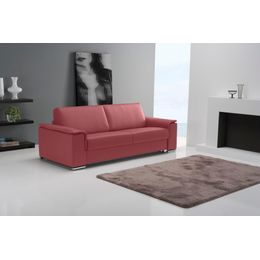 Schlafsofa Egoitaliano "Cecilia, modern & elegant, erstklassiger Sitzkomfort, Dauerschl&auml;fer", rot (kirschrot), B:234cm H:85cm T:102cm, Leder &raquo;BULL&laquo; (echtes Rindsleder). Geschliffenes, pigmentiertes und behandeltes Rindsleder mit einer Dicke von 1, 3-1, 5 mm. Dieses Leder zeigt eine ziemlich weiche Hand mit einem halb undurchsichtigen Aussehen. Es handelt sich um ein gesch&uuml;tztes Leder. Eine leichte