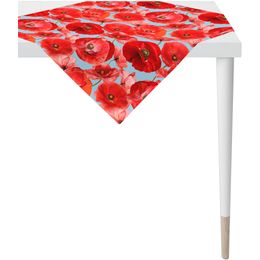 Mitteldecke Apelt "7702 SUMMERTIME, Sommerdeko, Sommer" Gr. 2, blau (blau, rot), B:100cm L:100cm, Baumwolle, Tischdecken, Mitteldecke, Digitaldruck