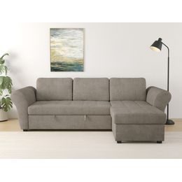 Ecksofa TRENDS BY HG "Lasse L-Form, B: 259 cm", d517 enjoy new 46 pewter, B:259cm H:85cm T:155cm, 92% Polyester;8% Nylon, Sofas, Ecksofa, mit Bettfunktion & Bettkasten