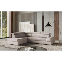 Sit & More Ecksofa SIT & MORE "Broadway L-Form", grau (elefant), B:270cm H:79cm T:213cm, 100% Polyester, Sofas, Ecksofa, mit verstellbaren Kopfteilen, wahlweise mit Bettfunktion
