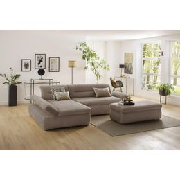 Ecksofa Home Affaire "Avesa L-Form", braun (coffee), B:300cm H:80cm T:172cm, 95% Polyester, 5% Polyacryl, Sofas, Ecksofa, Wahlweise mit Armteilvertsellung und Bettfunktion, B/T/H: 300/172/80cm