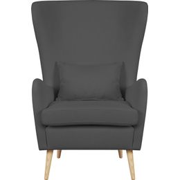 Sessel Home Affaire "Sallito, Ohrensessel, TV-Sessel", grau, B:76cm H:109cm T:85cm, Struktur Hahnentritt (67% Polypropylen, 33% Polyester);Samtoptik (100% Polyester);Fellimitat (100% Polyester);Samtcord (92% Polyester, 8% Polyamid);Struktur (100% Polyester);Struktur fein (100% Polyester), Sessel, Sessel, f&uuml;r Wohnzimmer, auch in Samtcord