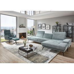 Ecksofa DIE PLANBAR "MP-IN20126 L-Form mit Kaltschaum-Polsterung", blau (ocean), B:328cm H:82cm T:190cm, 100% Polyester, Sofas, Ecksofa, mit Kopfteilverstellung, optional Sitztiefen- & Armteilverstellung