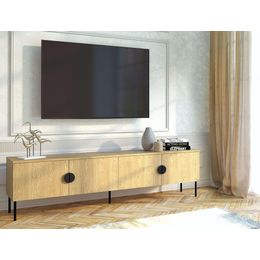 Lowboard Home Affaire "BELLOT TV-Schrank mit 2 T&uuml;ren, Ma&szlig;e B/T/H: 160/40/53,6 cm", beige (natur), B:200cm H:53,6cm T:40cm, Melamin, Sideboards, Lowboard, in baltischer Eichenfarbe, mit holz&auml;hnlicher Struktur