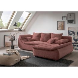 Ecksofa Home Affaire "Imola, bequem, aktuelle Steppung im Sitz, L-Form, Breite 270cm", rot (koralle, rot), B:270cm H:90cm T:170cm, Microfaser PRIMABELLE (100% Polyester) / Struktur (82% Polyester, 9% Viscose, 7% Baumwolle, 2% Nylon);Kunstleder SOFTLUX / Struktur (82% Polyester, 9% Viscose, 7% Baumwolle, 2% Nylon), Sofas, Ecksofa, wahlweise mit Bettfunktion