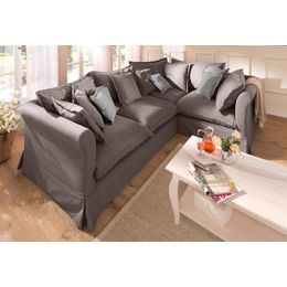 Ecksofa Home Affaire "Luise L-Form", braun, B:275cm H:75cm T:192cm, Struktur 100% Polyester, Sofas, Ecksofa, mit vielen losen Kissen und abnehmbarer Husse