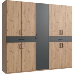 Dreht&uuml;renschrank wimex "Tibet Kleiderschrank mit sehr viel Stauraum, gro&szlig;e Farbauswahl", grau (artisan eiche nachbildung, absetzung graphit), B:225cm H:208cm T:58cm, Holzwerkstoff, Schr&auml;nke, Dreht&uuml;renschrank, mit jeweils 2 Schubladen auf bequemer Zugriffsh&ouml;he, in 3 Breiten