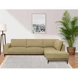 Ecksofa OTTO HOME "Casina", gold (brass), B:289cm H:85cm T:210cm, 90%Polyester, 10% Nylon, Sofas, Ecksofa, mit abgerundeter Ottomane, in einem weichen Chenille-Stoff