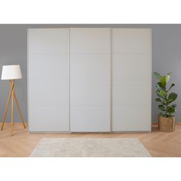 Schwebet&uuml;renschrank Rauch "Kleiderschrank Schrank Garderobe KOLUNA mit Dekor-Front", grau (seidengrau), B:271cm H:229cm T:62cm, Holzwerkstoff, Schr&auml;nke, Schwebet&uuml;renschrank, inkl. 2 Innenschubladen sowie extra Einlegeb&ouml;den MADE IN GERMANY