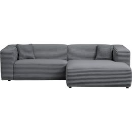 Polsterecke Home Affaire "BAKELS, Ecksofa-Set mit Hocker, L-Form mit Schlaffunktion", grau (anthrazit), B:267cm H:66cm T:163cm, Sofas, Polsterecke, Ecksofa-Set (incl. Hocker) im trendigen Megacord