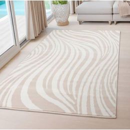 Teppich OTTO HOME "Liaa in Wellen Design, softer Kurzflor", beige (beige, creme), B:160cm H:7mm L:230cm, Kunstfaser, Teppiche, Teppich, 3D-Optik, Scandi-Look, Wohnzimmer, Esszimmer, Schlafzimmer