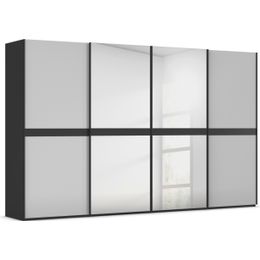 Schwebet&uuml;renschrank Rauch "Kleiderschrank Schrank Garderobe Schlafzimmerschrank SCALE-LINE", grau (schwarz, glas seidengrau), B:360cm H:223cm T:68cm, Holzwerkstoff, Schr&auml;nke, Schwebet&uuml;renschrank, edle Optik mit Bauchbinde mit Glas/Spiegel-Front MADE IN GERMANY