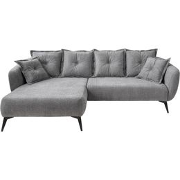 Ecksofa Home Affaire "Baggio Stellma&szlig;e 277/162 cm, modern & elegant, hoher Fu&szlig;", grau, B:277cm T:162cm, 100% Polyester, Sofas, Ecksofa, L-Form, schwarze Metallf&uuml;&szlig;e