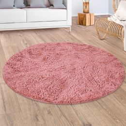 Hochflor-Teppich Paco Home "Silky 591", lila (beere), H:37mm &Oslash;:200cm, Polyester, Teppiche, Hochflor-Teppich, Uni Farben, besonders weich und kuschelig
