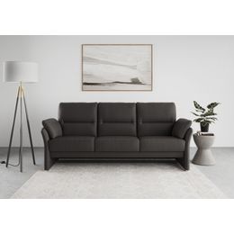 3-Sitzer DOMO collection "Pina, schmale Armlehnen, mit Federkern, kompakt & elegant", grau, B:219cm H:95cm T:88cm, 100% Polyester, Sofas, 3-Sitzer, Hoher Sitzkomfort, Luxus-Microfaser Lederoptik, grau, Breite 219 cm