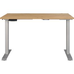 Schreibtisch Germania "Jet, elektrisch h&ouml;henverstellbar", beige (navarra, eiche, nachbildung, silber, silber, navarra, eiche, nachbildung), B:120cm H:72cm T:80cm, Tische, Schreibtisch, moderne Farbvariationen, Breite 120/140/160/180 cm, Made in Germany