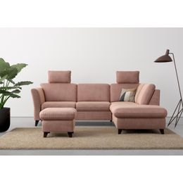 Ecksofa Home Affaire "Trelleborg L-Form", rosa (altrosa), B:252cm H:86cm T:213cm, 95% Polyester, 5% Polyamid, Sofas, Ecksofa, wahlweise mit Bettfunktion und Bettkasten, inkl. Federkern-Polsterung