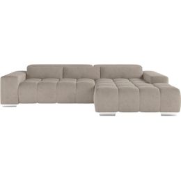 Ecksofa COTTA "Orion L-Form", platinum, B:307cm H:73cm T:186cm, 100% Polyester, Sofas, Ecksofa, mit 2x Kopfteilverstellung & 3 Nierenkissen