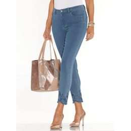 7/8-Jeans Classic Basics, Damen, Gr. 50, Normalgr&ouml;&szlig;en, blau (blau, bleached), 81% Baumwolle, 17% Polyester, 2% Elasthan, unifarben, 7/8-L&auml;nge, Jeans 7/8-Jeans