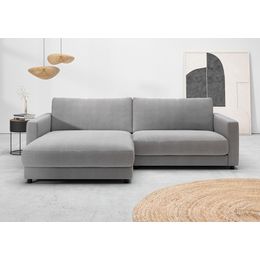 Ecksofa Home Affaire "Ecksofa Jiro, L-Form, gro&szlig;e Sitztiefe, Breite 265 cm", platin, B:265cm H:85cm T:190cm, 100% Polyester, Sofas, Ecksofa, lose Sitz- & R&uuml;ckenkissen, weicher Polsteraufbau, komfortabel & modern