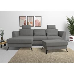 Sit & More Ecksofa SIT & MORE "Olsen L-Form", grau, B:261cm H:88cm T:172cm, 98% Polyester 2%Polyamid, Sofas, Ecksofa, inklusive Sitztiefenverstellung, wahlweise mit Bettfunktion, 15cm hoch
