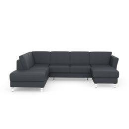 Sit & More Wohnlandschaft SIT & MORE "Visby U-Form", grau (dunkelgrau), B:303cm H:87cm T:213cm, Sofas, Wohnlandschaft, Wahlweise mit Bettfunktion und Stauraum, frei im Raum stellbar