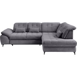 Wohnlandschaft Home Affaire "Delphino", grau, B:288cm T:216cm, 100% Polyester, Sofas, Wohnlandschaft