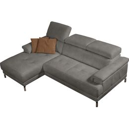 Ecksofa Egoitaliano "Soul, Design und Sitzkomfort auf hohem Niveau, tolle Details, L-Form", grau (steingrau), B:250cm H:99cm T:166cm, Luxus-Micofaser Lederoptik (100% Polyester) ist ein neues technisches Gewebe mit einem visuellen und taktilen Aspekt, der dem Nubuk sehr nahe kommt, mit innovativen Eigenschaften. Seine au&szlig;erordentliche Weichheit kommt von einem exklusiven Produktionsprozess, der Un