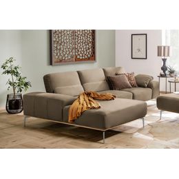 Ecksofa W.Schillig "run, Designsofa, bequem, L-Form", beige (stone z73), B:299cm H:88cm T:178cm, Longlife Xtra-Leder Z73: Naturwalkleder der Luxusklasse aus den erlesensten Rohh&auml;uten. Hautst&auml;rke 1, 1 &ndash; 1, 3 mm;ROHLEDER Jacquard-Flachgewebe Q2 W60 (63% Polyester, 37% Polyacryl);ROHLEDER Chenille-Flachgewebe Q2 W77 (68% Polyacryl, 32% Polyester);Stoff S37 (100% Polyester), Sofas, Ecksofa, mit elegan