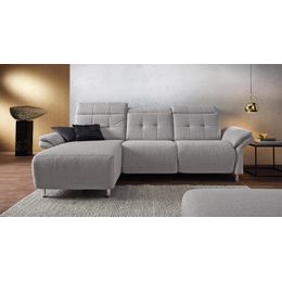 Ecksofa Home Affaire "Manhattan L-Form", grau, B:270cm H:102cm T:168cm, Kunstleder SOFTLUX;Flachgewebe (100% Polyester);Struktur (100% Polyester), Sofas, Ecksofa, 2 Sitze mit elektrischer Relaxfunktion, verstellbare Armlehnen
