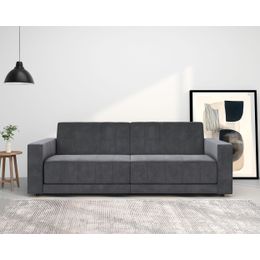 3-Sitzer DOREL HOME "Allie II Schlafsofa 225 cm", grau (anthrazit), B:225cm H:82cm T:91cm, 100% Polyester, Sofas, 3-Sitzer, Bett-Funktion (108/190cm), R&uuml;ckenlehne 2-teilig, mit Steppung