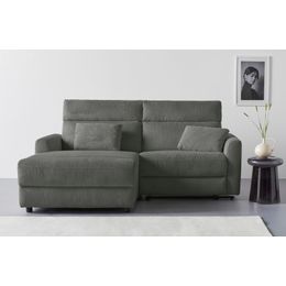 Ecksofa OTTO HOME "JENNA L-Form, 209cm - OTTO. Verl&auml;ssliche Qualit&auml;t.", anthrazit, B:209cm H:100,5cm T:163cm, 90% POLYESTER, 10% NYLON, Sofas, Ecksofa, manuelle o. elektrische Relaxfunktion, USB A/C, weicher Sitz, Cord.