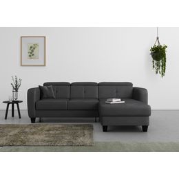 Sit & More Ecksofa SIT & MORE "Belluci L-Form", grau (anthrazit), B:247cm H:85cm T:170cm, Sofas, Ecksofa, inklusive Federkern, wahlweise mit Bettfunktion und Bettkasten