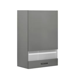 Glash&auml;ngeschrank Optifit "Elga", grau (basaltgrau, basaltgrau), B:60cm H:89,6cm T:34,9cm, Holzwerkstoff, Schr&auml;nke, Glash&auml;ngeschrank, mit Soft-Close-Funktion und Metallgriff, Breite 60 cm