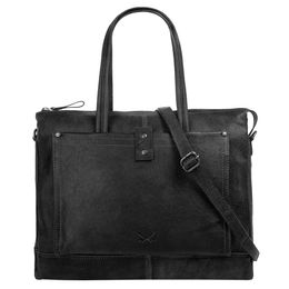 Shopper Sansibar, Damen, Gr. B/H/T: 40cm x 31cm x 13cm onesize, schwarz, Leder, Taschen Shopper, echt Leder