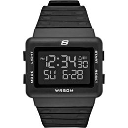 Chronograph Skechers "LARSON", schwarz, Armbanduhren, Damen, Chronograph, Quarzuhr, Armbanduhr, Herrenuhr, Silikonarmband, digital, Wochentag