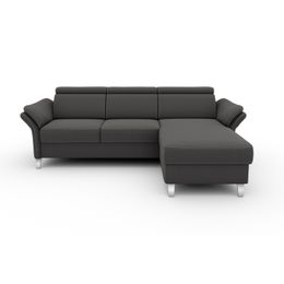 Sit & More Ecksofa SIT & MORE "Vincenzo L-Form", grau (dunkelgrau), B:252cm H:84cm T:165cm, Sofas, Ecksofa, inklusive Kopfteilverstellung, wahlweise mit Bettfunktion, Bettkasten
