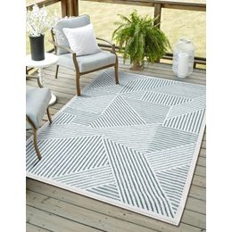Teppich "Vill, LAGERR&Auml;UMUNG", blau (blau,wei&szlig;), B:80cm H:8mm L:150cm, Polypropylen, MyFlair M&Ouml;BEL & ACCESSOIRES, Teppiche, Teppich, modernes Design, Hoch-Tief Effekt, Outdoor geeignet, Balkon, Terrasse