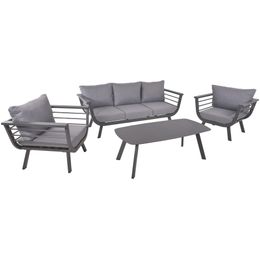 Garten-Essgruppe Garden Pleasure "ELIA", grau (grau, anthrazit, taupe, grau, anthrazit), B:320cm H:61cm T:160cm, Aluminium, Kunststoff, Sitzm&ouml;bel-Sets, Garten-Essgruppe, mit bequemer Polsterung