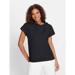 Kapuzenshirt Casual Looks "Kapuzen-Shirt", Damen, Gr. 42, schwarz, 50% Baumwolle, 50% Polyester, unifarben, Shirts Kapuzenshirt
