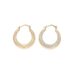 Paar Creolen Firetti "Schmuck Geschenk Gold 375 Ohrschmuck Creole", gold (gelbgoldfarben, wei&szlig;), Ohrringe, Damen, 21mm, Gelbgold 375, Paar Creolen, mit Kristallstein