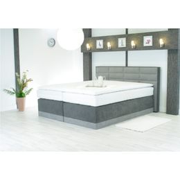 Boxspringbett, grau (stein, dunkelgrau), B:214cm L:216cm, Bezug von Kopfteil und seitliche Einfassung von Unterbau aus kuschelweichem und strapazierf&auml;higem Microfaser (100% Polyester);Bezug der Obermatratze: 100% Polyester, Diolenwatte und Vlies aus 100% Polyester, Westfalia Schlafkomfort, Komplettbetten, Boxspringbett