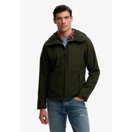 Outdoorjacke Superdry "HOODED SOFTSHELL TREKKER JKT", Herren, Gr. M, surplus goods olive gr&uuml;n, Web, Obermaterial: 90% Polyester, 10% Elasthan, unifarben, relaxed fit normal, Jacken Outdoorjacke