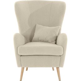 Sessel Home Affaire "Sallito, Ohrensessel, TV-Sessel", beige (cream), B:76cm H:109cm T:85cm, Struktur Hahnentritt (67% Polypropylen, 33% Polyester);Samtoptik (100% Polyester);Fellimitat (100% Polyester);Samtcord (92% Polyester, 8% Polyamid);Struktur (100% Polyester);Struktur fein (100% Polyester), Sessel, Sessel, f&uuml;r Wohnzimmer, auch in Samtcord