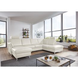 Wohnlandschaft DIE PLANBAR "PN-EM18013 U-Form, mit Kopfst&uuml;tzen", wei&szlig;, B:305cm H:100cm T:200cm, Sofas, Wohnlandschaft, wahlweise mit Bettfunktion und Stauraum