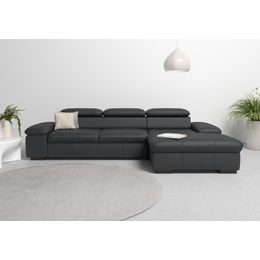 Ecksofa Home Affaire "Alberto L-Form", schwarz, B:286cm H:73cm T:174cm, Luxus-Microfaser Lederoptik (100% Polyester);Luxus-Microfaser ALTARA NUBUCK (100% Polyester);Luxus-Microfaser weich (90% Polyester, 10% Polyamid);Microfaser Antiklederoptik, Sofas, Ecksofa, mit Kopfteilverstellung, wahlweise mit Bettfunktion