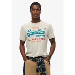 Rundhalsshirt Superdry "VL CALI RELAXED TEE", Herren, Gr. S, quantico grau jaspe marl, Single Jersey, Obermaterial: 60% Baumwolle, 40% Polyester, meliert, relaxed fit normal, Rundhals, Shirts Rundhalsshirt