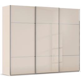 Schwebet&uuml;renschrank Rauch "Kleiderschrank Schrank Garderobe Schlafzimmerschrank SCALE-TRIO", beige (champagner, glas champagner, griffleisten chrom), B:271cm H:223cm T:68cm, Holzwerkstoff, Schr&auml;nke, Schwebet&uuml;renschrank, edle dreigeteilte Front mit 2 Zierleisten Glasfront MADE IN GERMANY